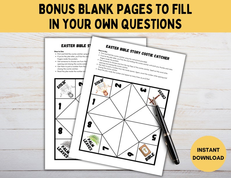 Easter Bible Story Cootie Catcher, Printable Cootie Catcher, Sunday ...