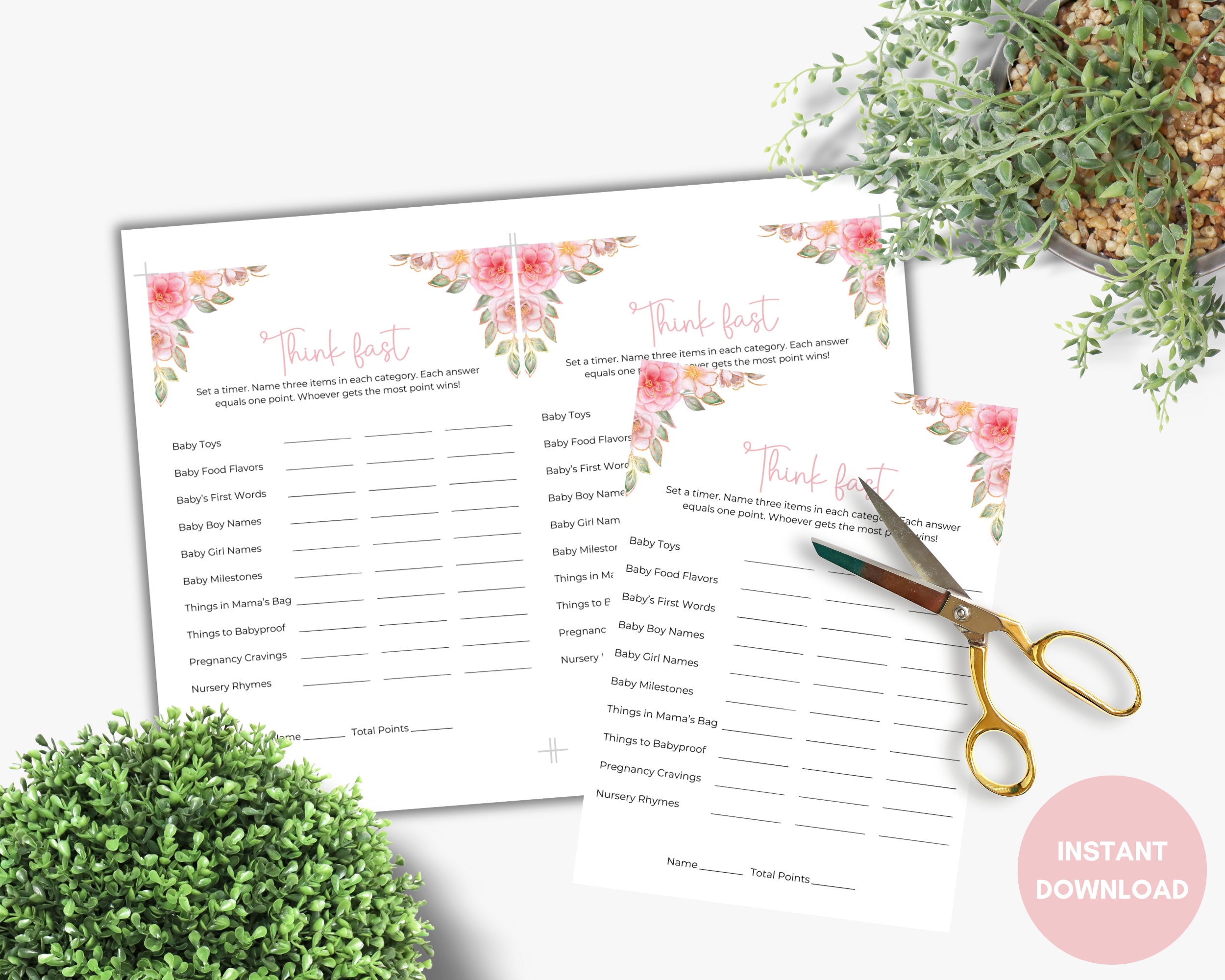 Pink Baby Shower Game Bundle, 40 Floral Baby Shower Games, Girl Baby ...