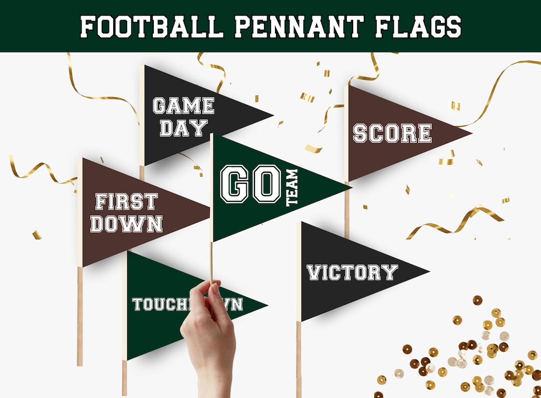 Football Pennant Flags, Printable DIY Sports Pennant, Football Birthday ...