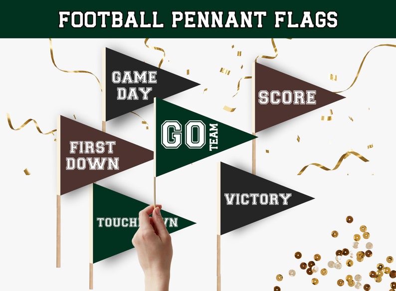 Football Pennant Flags, Printable DIY Sports Pennant, Football Birthday ...