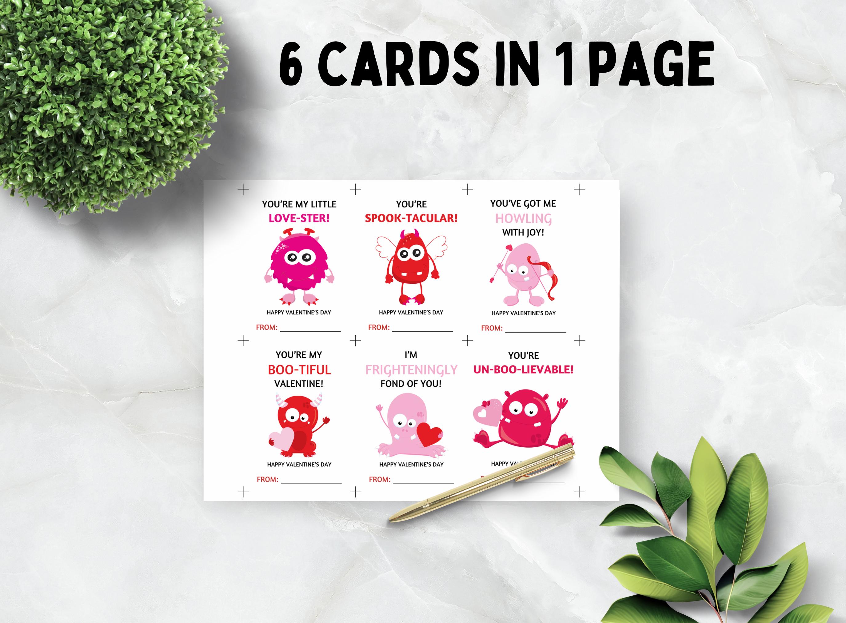 Monster Valentines, Printable Spooky Classroom Valentines, Student Gift ...