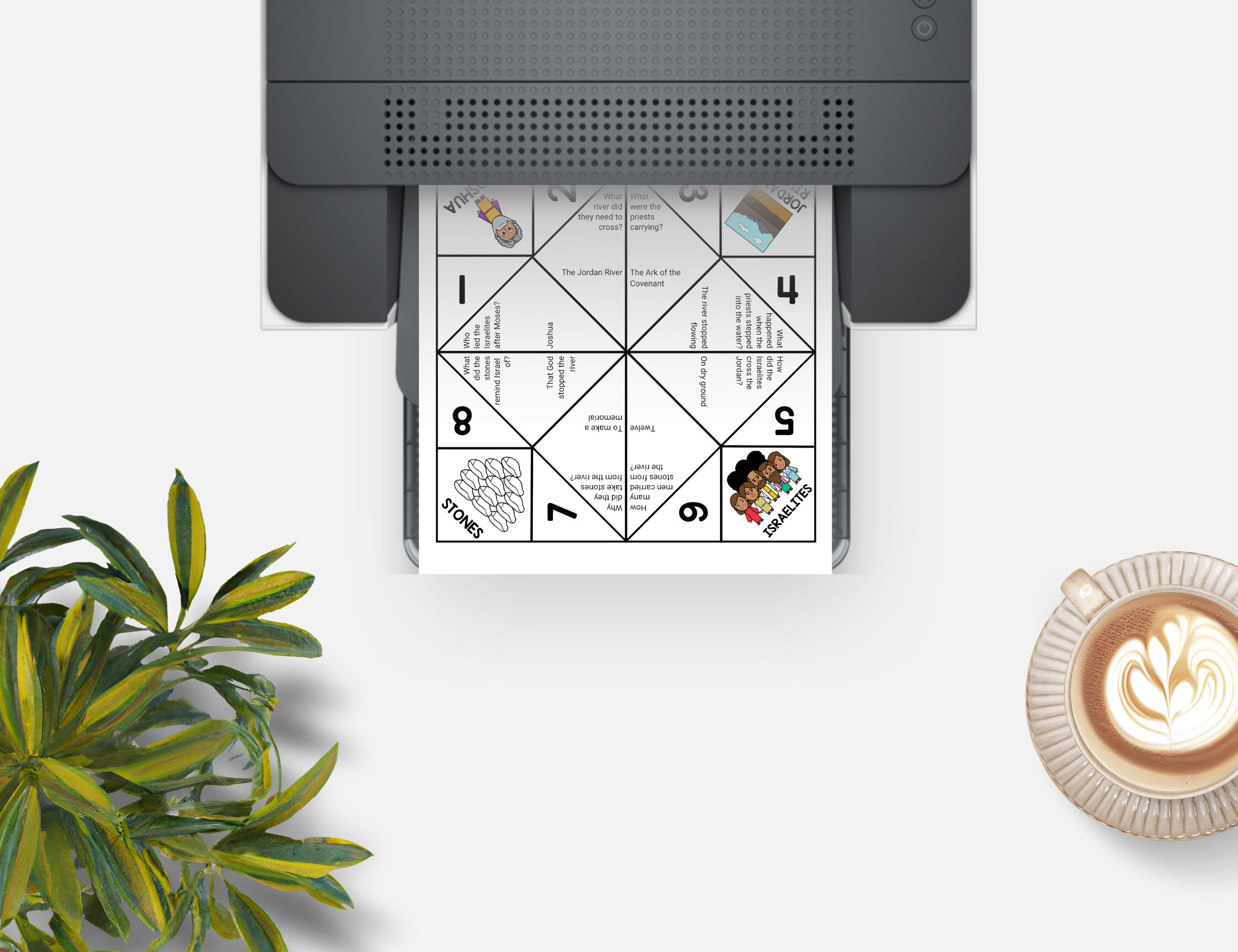 Crossing the Jordan River, Printable Bible Story Cootie Catcher, Easy ...