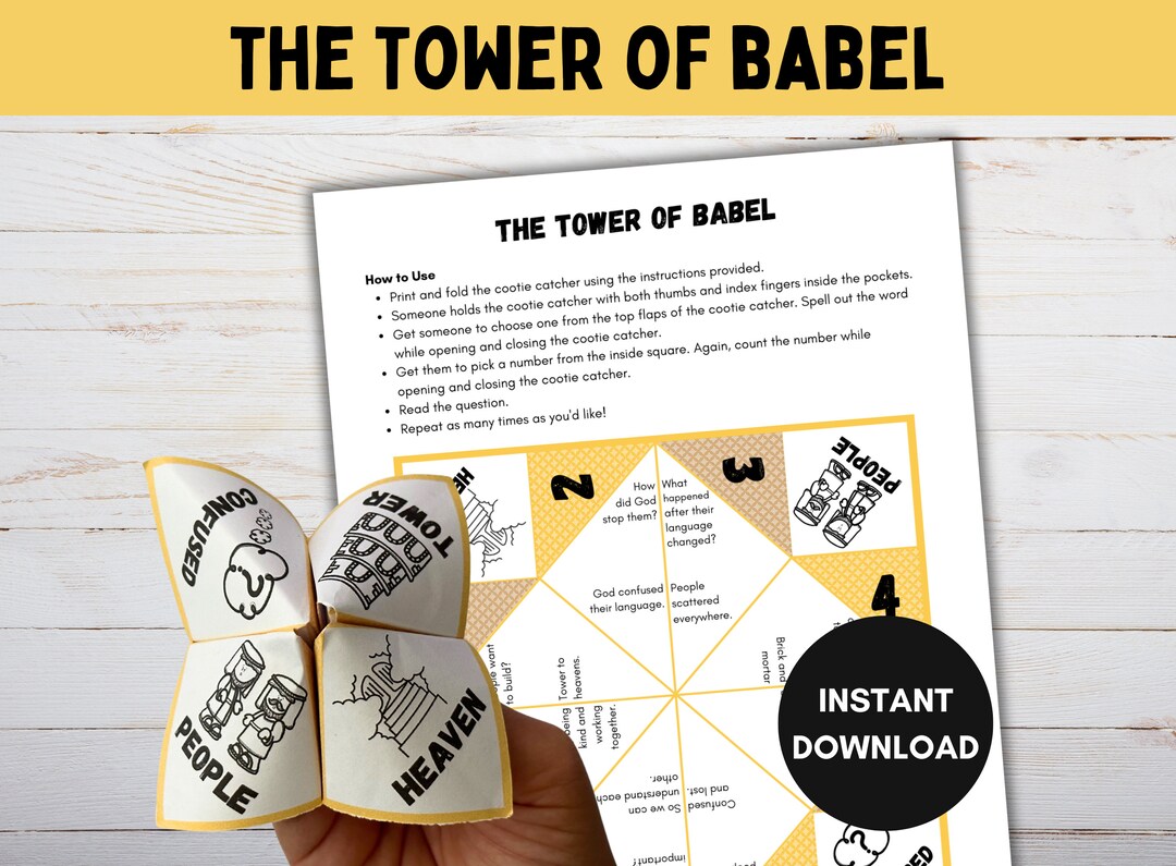 Tower of Babel, Printable Cootie Catcher, Sunday School Craft, Kids ...