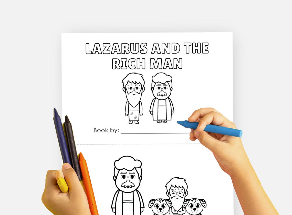Lazarus and the Rich Man, Printable Mini Bible Book, Sunday School ...