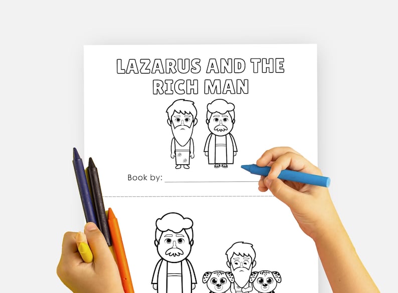 Lazarus and the Rich Man, Printable Mini Bible Book, Sunday School ...