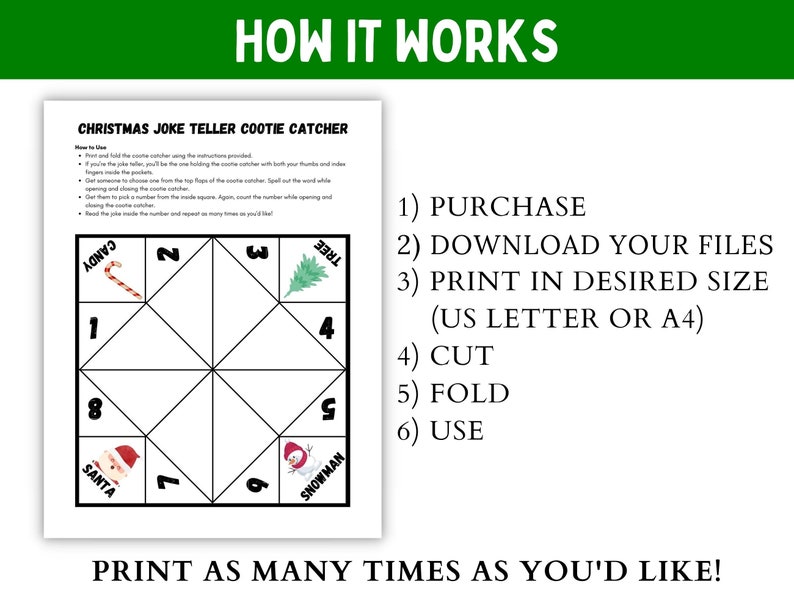 Christmas Joke Teller, Printable Xmas Cootie Catcher, Fortune Teller ...