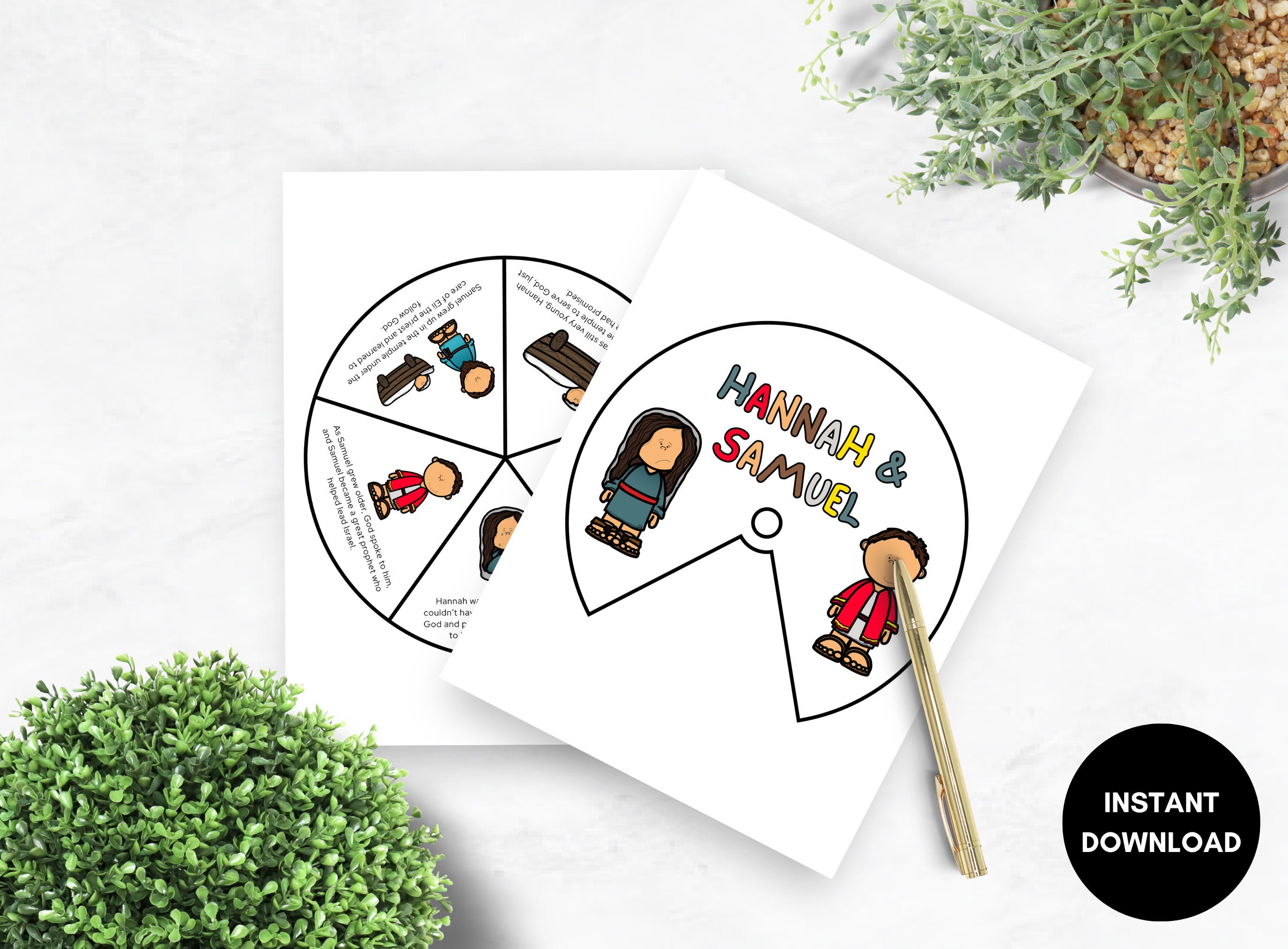 Hannah and Samuel, Printable Bible Coloring Wheel, Sunday School Craft ...