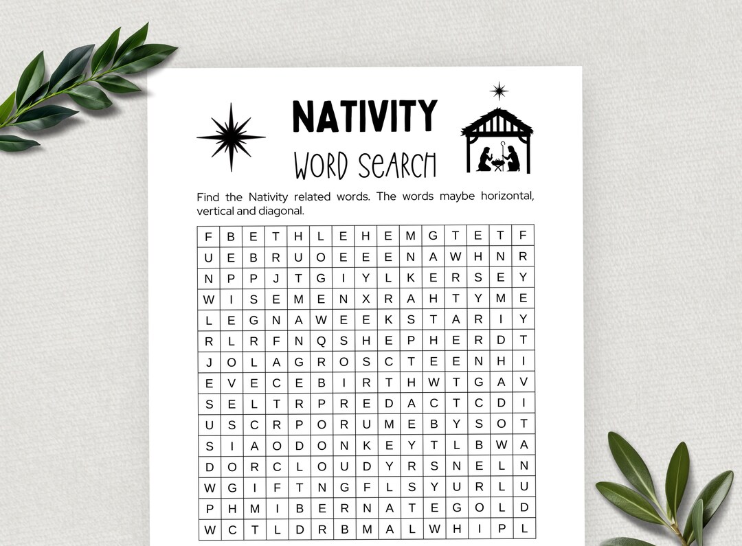 Printable Nativity Word Search, Youth Group Game, Christian Christmas ...