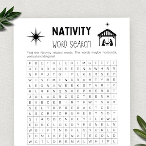 Printable Nativity Word Search, Youth Group Game, Christian Christmas ...