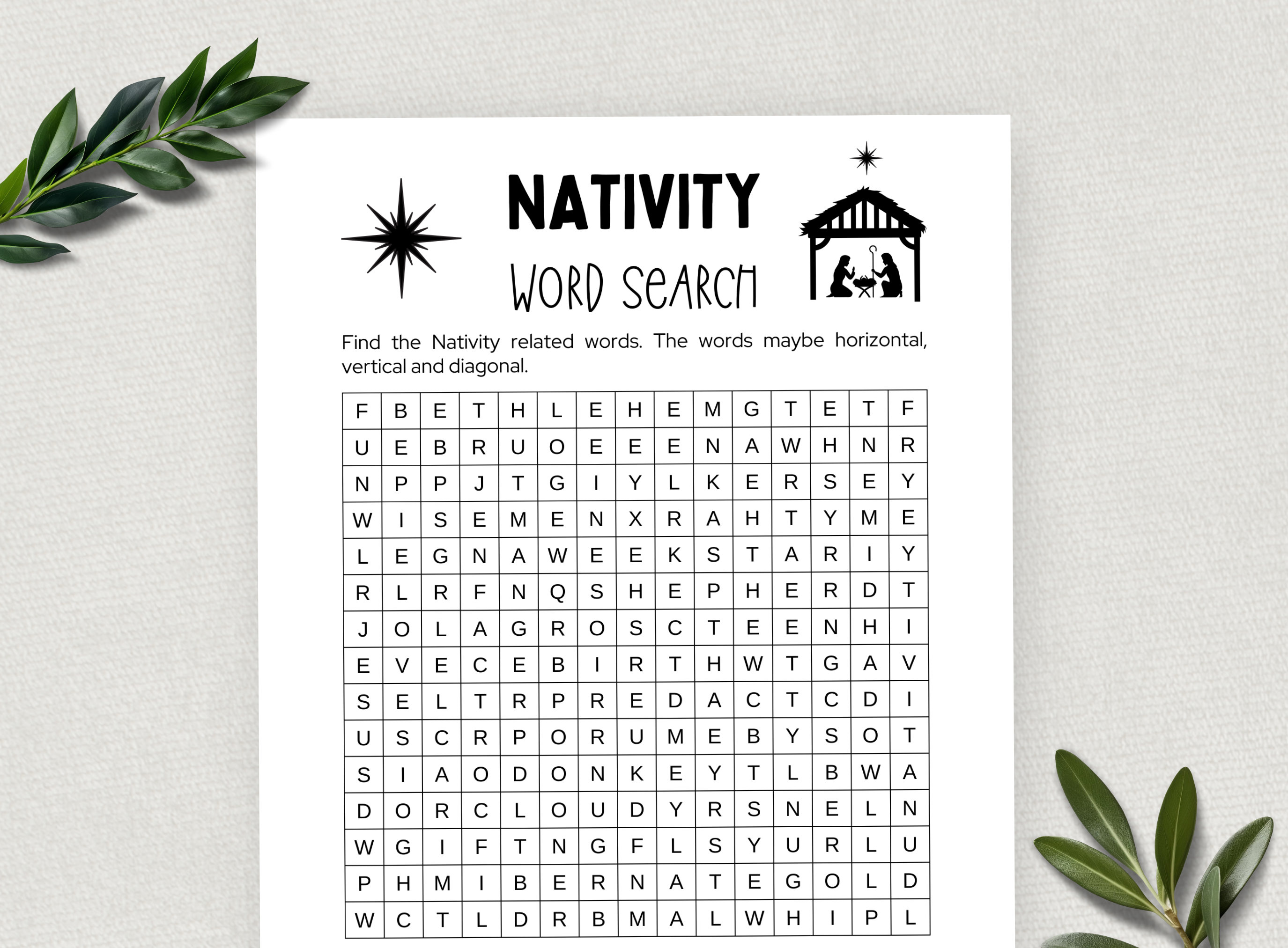 Printable Nativity Word Search, Youth Group Game, Christian Christmas ...