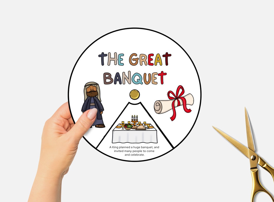 Parable of the Great Banquet, Printable Bible Coloring Wheel, Kids ...