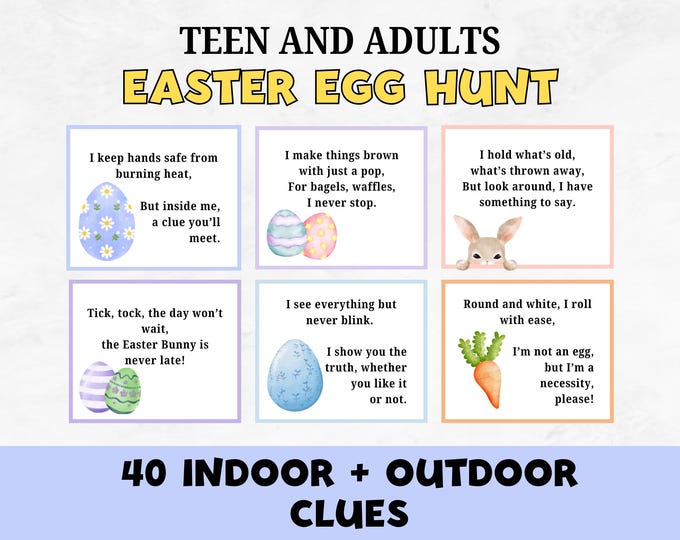 Difficult Easter Treasure Hunt Clues, Challenging Easter Scavenger Hunt ...
