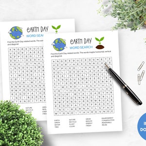 Earth Day Word Search, Printable Earth Day Game, Fun Earth Day Activity ...