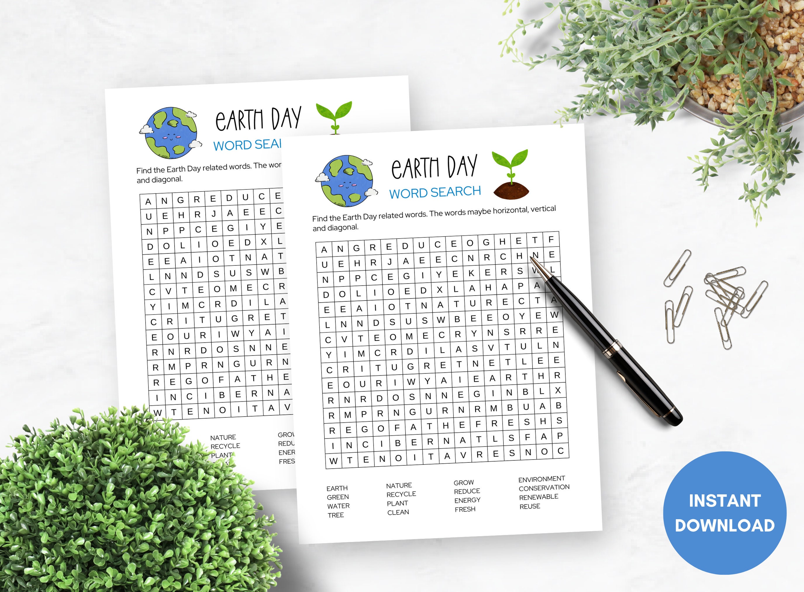 Earth Day Word Search, Printable Earth Day Game, Fun Earth Day Activity ...