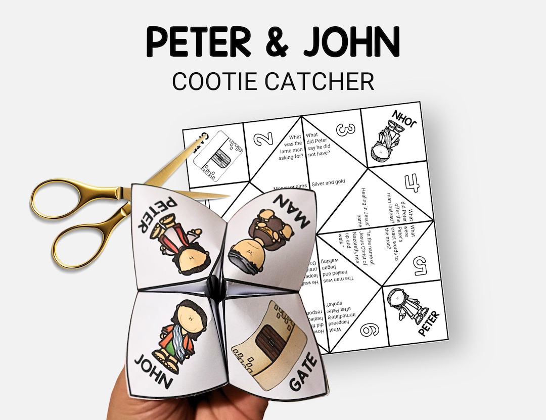 Peter and John Heal, Printable Bible Cootie Catcher, Sunday School ...