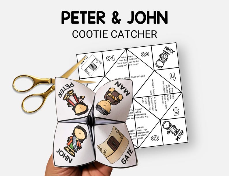 Peter and John Heal, Printable Bible Cootie Catcher, Sunday School ...
