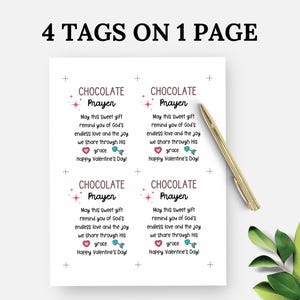 Chocolate Valentine Tag, Printable Christian Valentines Day Prayer Card ...