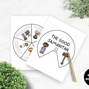 The Good Samaritan, Printable Bible Coloring Wheel, Sunday School Craft ...