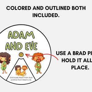Adam and Eve, Printable Bible Coloring Wheel, Sunday School Craft, Kids ...