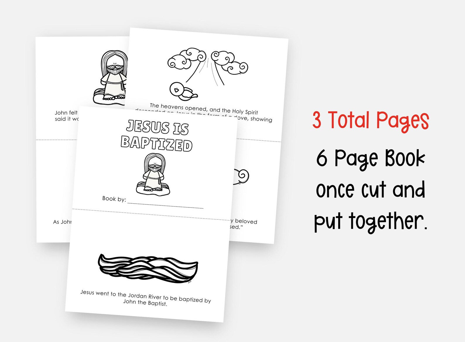 Baptism of Jesus, Printable Bible Lesson Mini Book, Life of Jesus ...