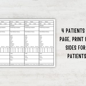 ER Report Sheet, Nursing Report Sheet, ER Nurse Brain, RN Report Sheet ...