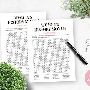 Women's History Word Search Game, Printable International Women's Day ...