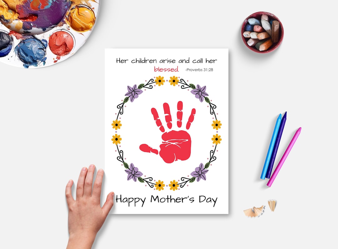 Mothers Day Handprint Craft, Printable Christian Bible Verse Handprint ...