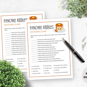 Printable Pancake Riddles, Birthday Party Game, Icebreaker, Slumber ...