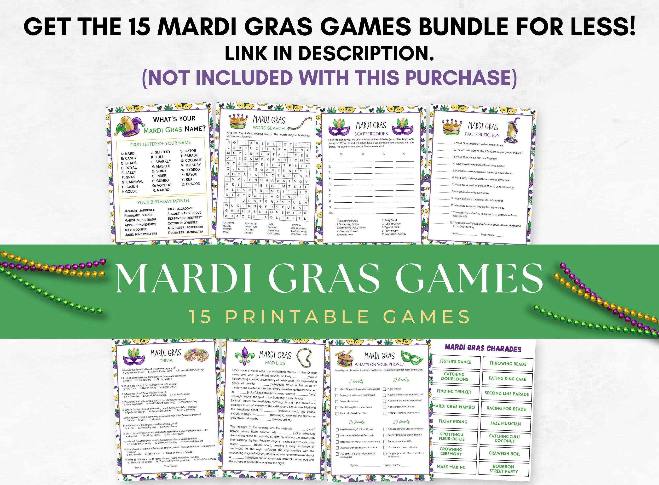What's Your Mardi Gras Name, Fun Printable Game for Kids and Adults ...