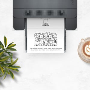 Jesus Talks to a Samaritan Woman at the Well, Printable Half Page Mini ...