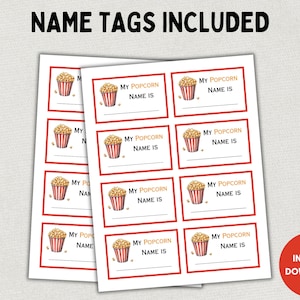 Whats Your Popcorn Name, Name Sign & Tags, Birthday Party Game ...