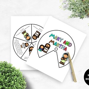 Mary and Martha, Printable Bible Coloring Wheel, Sunday School Craft ...