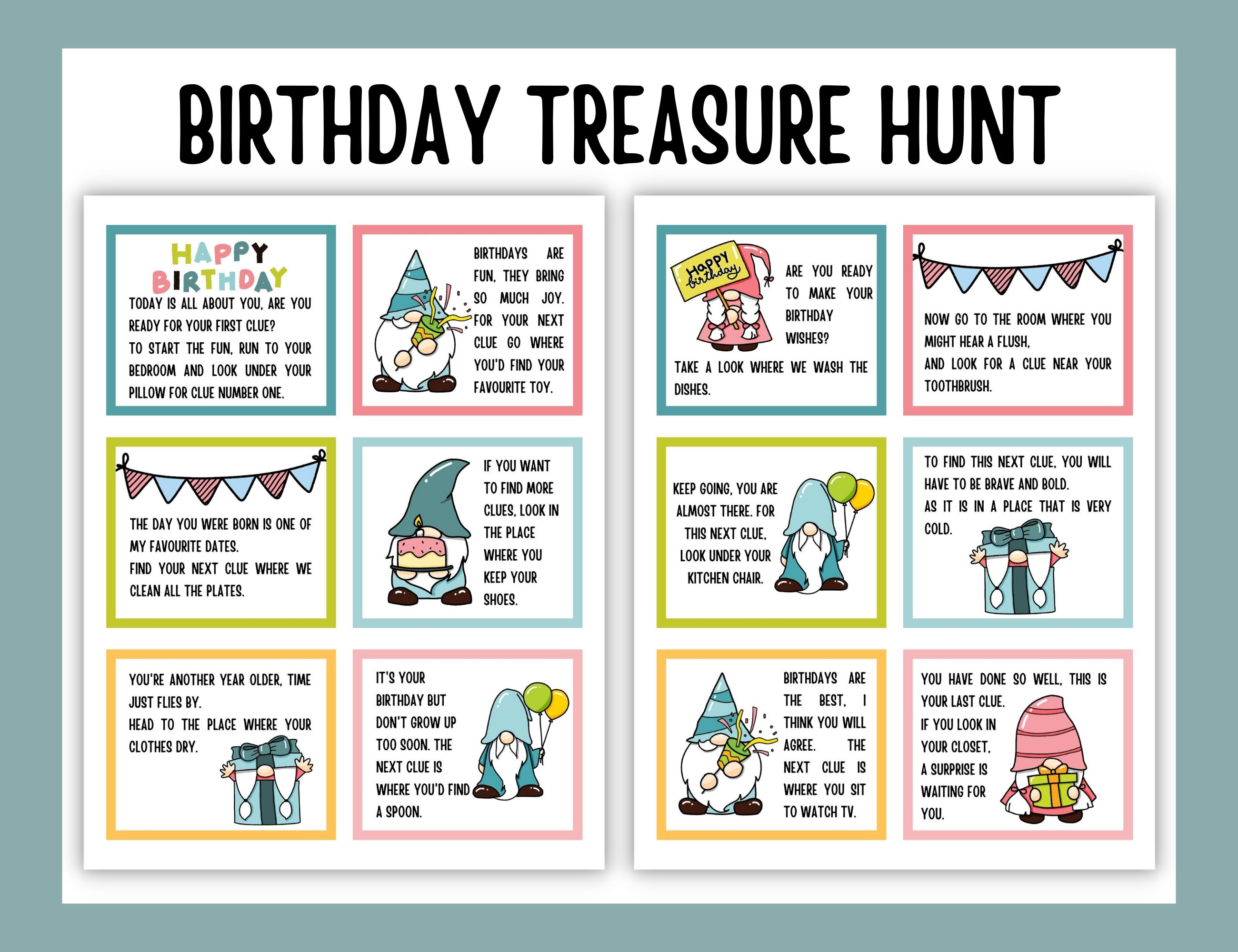 Birthday Scavenger Hunt for Kids, Birthday Treasure Hunt, Indoor ...