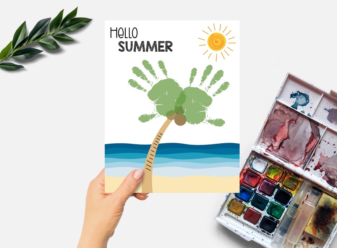Summer Handprint Art, Easy Palm Tree Handprint Craft, Toddler Baby ...
