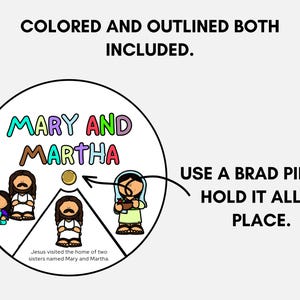 Mary and Martha, Printable Bible Coloring Wheel, Sunday School Craft ...
