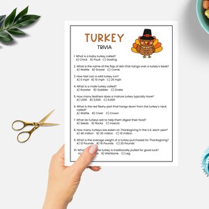 Turkey Trivia, Printable Thanksgiving Trivia Game, Turkey Day Trivia ...
