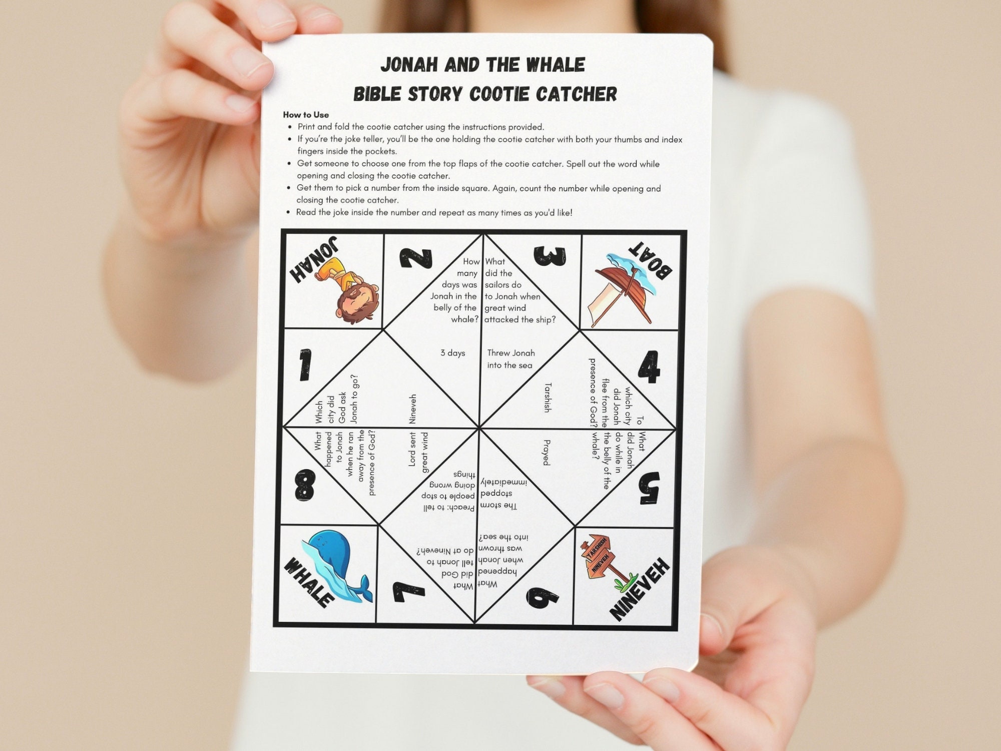 Jonah and the Whale, Sunday School Craft, Printable Bible Craft, Cootie ...