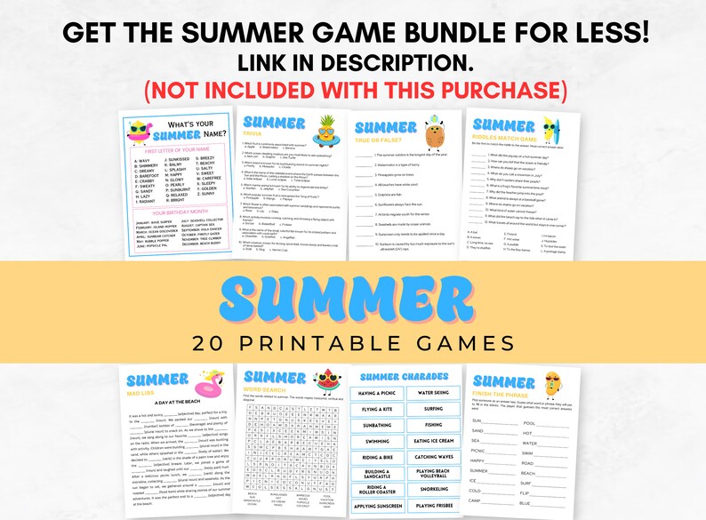 Whats Your Summer Name, Summer Birthday Party Game for Kids and Adults ...