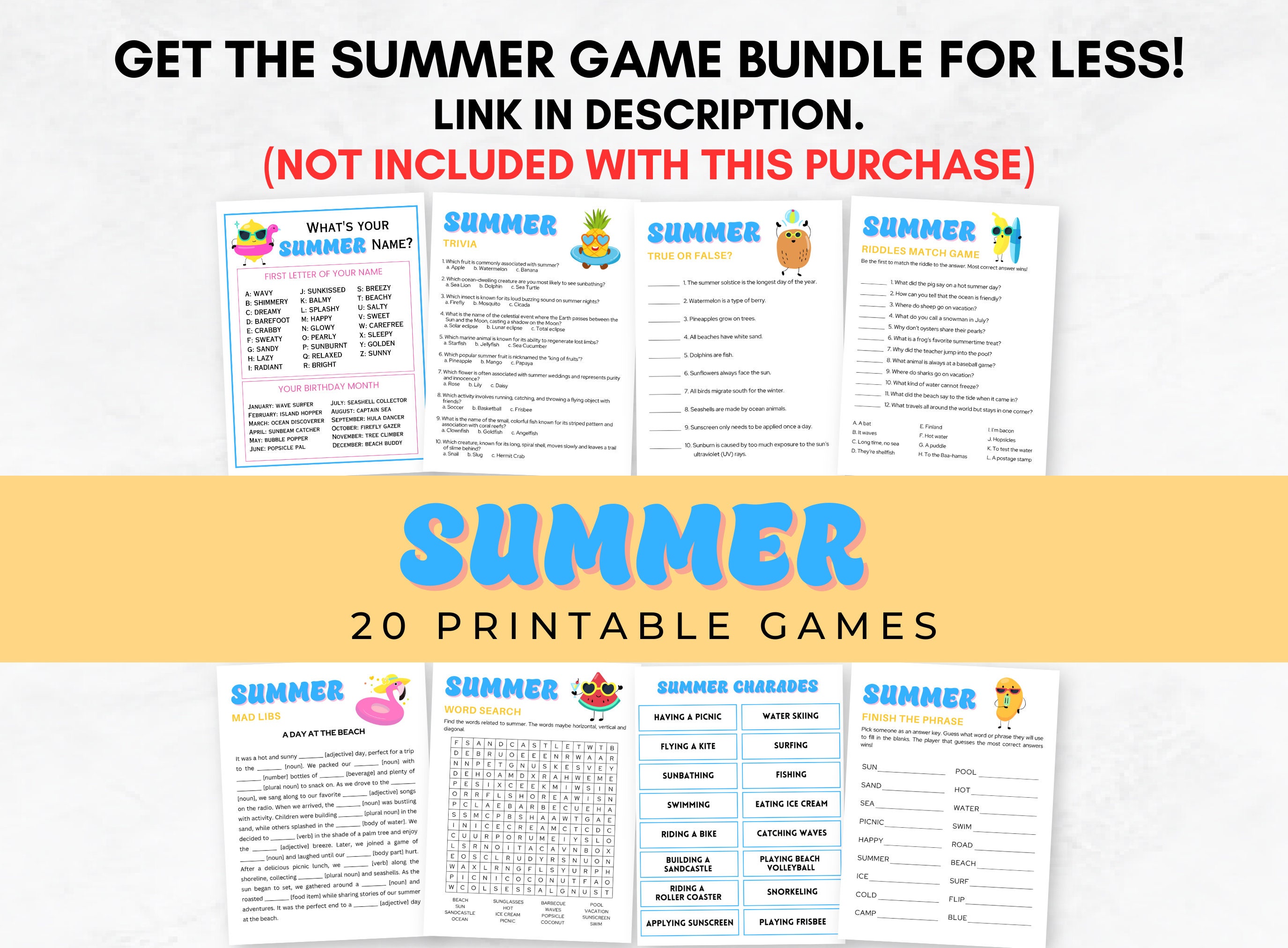 Whats Your Summer Name, Summer Birthday Party Game for Kids and Adults ...