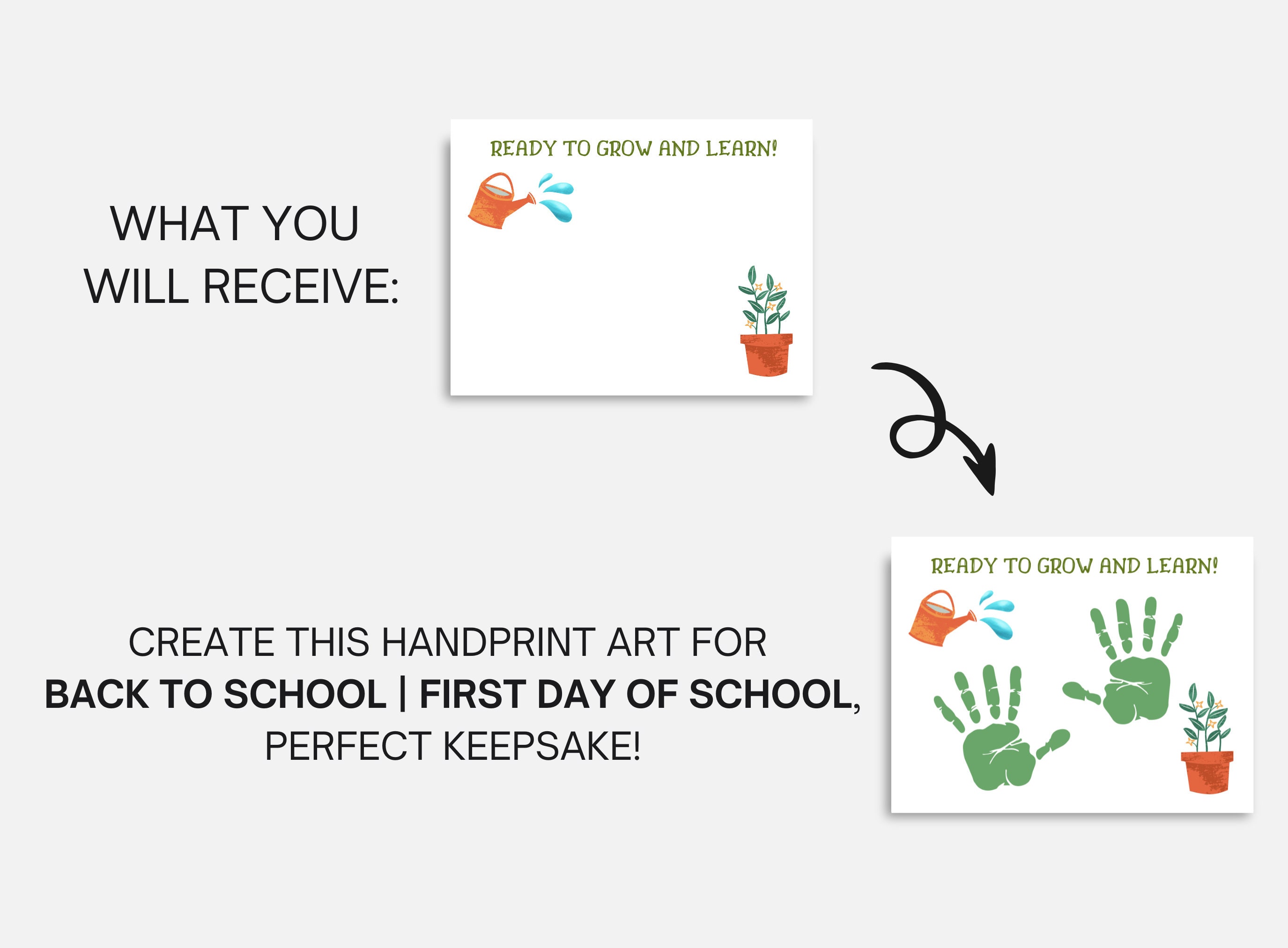 First Day of School Handprint Art, Back to School Printable, Kids ...