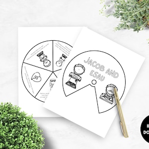 Jacob and Esau, Printable Bible Coloring Wheel, Sunday School Craft ...
