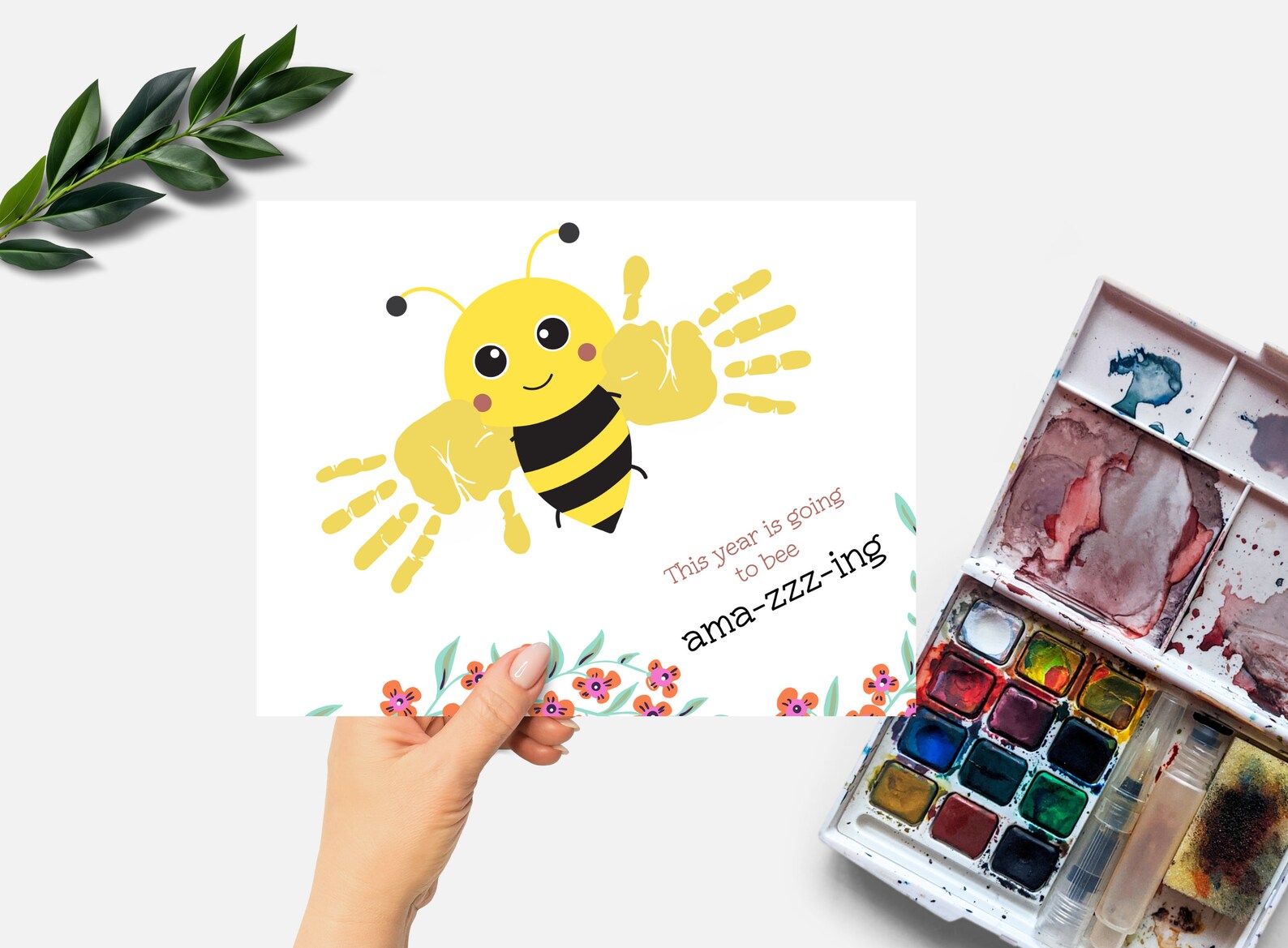 First Day of School Handprint Art, Bee Back to School Printable, Kids ...