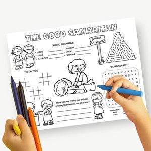 The Good Samaritan, Printable Bible Activity Placemat, Sunday School ...