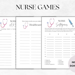 15 Printable Nurse Party Games, Nursing Theme, Fun Graduation Games ...