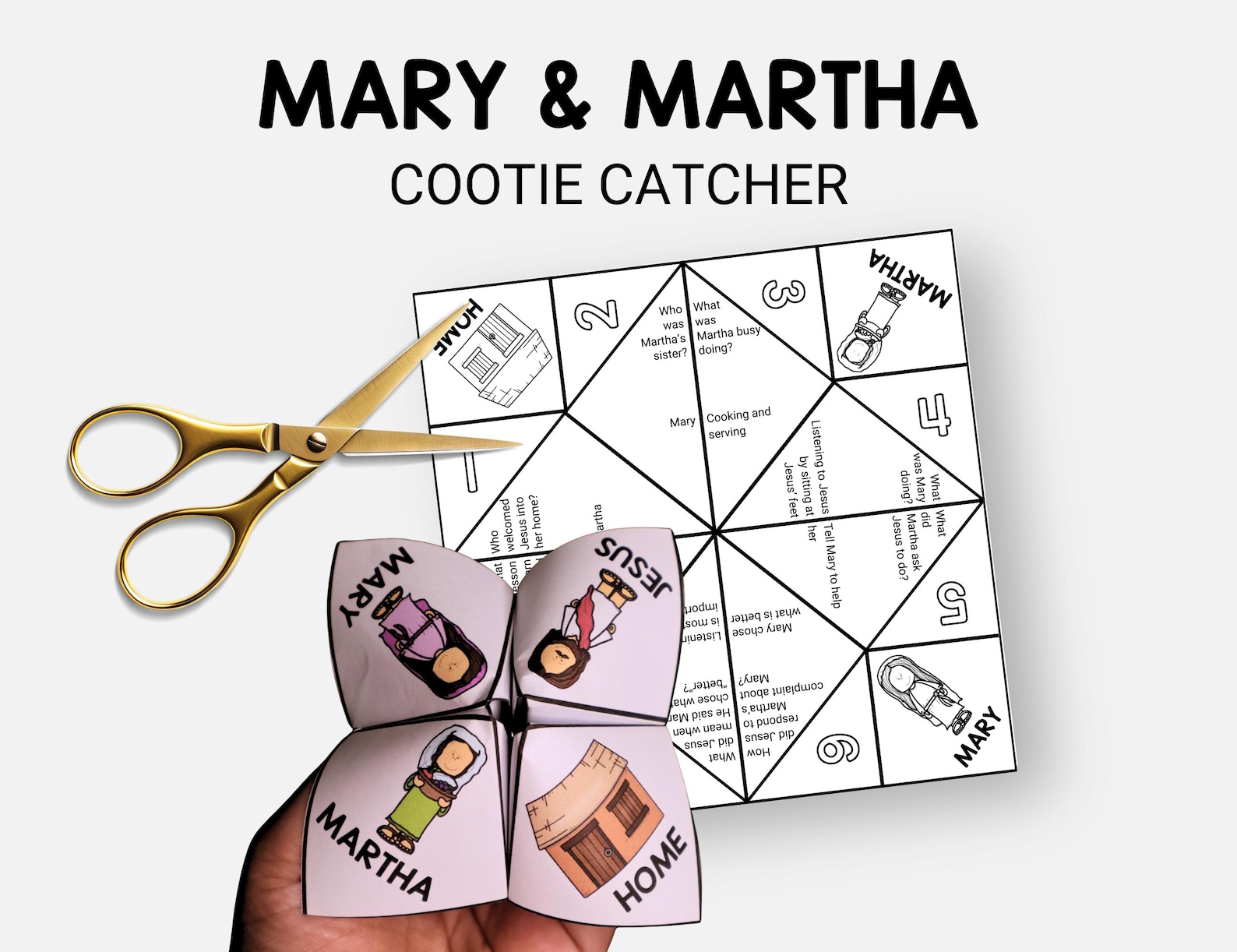Mary and Martha, Bible Lesson Cootie Catcher, Easy Sunday School Craft ...