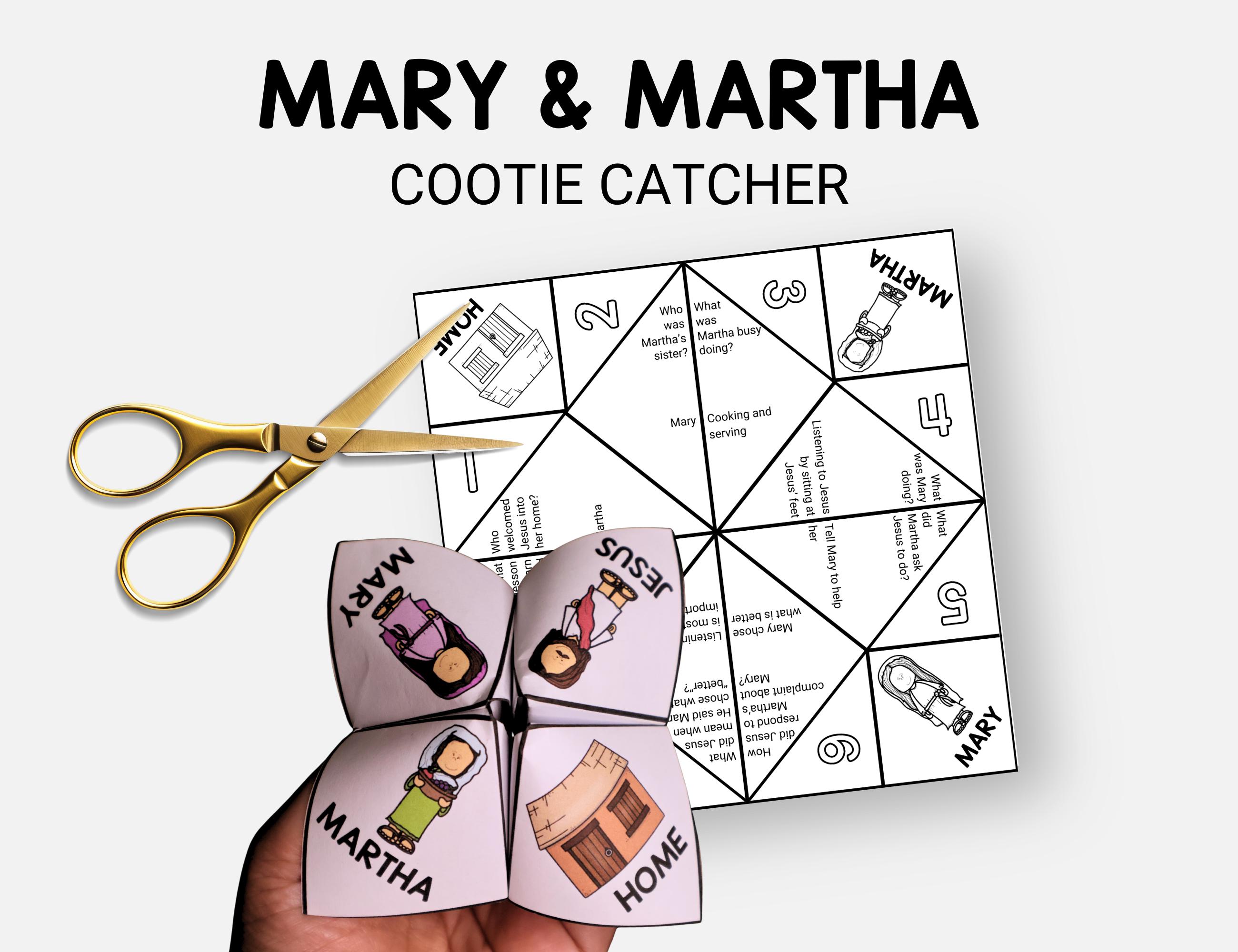 Mary and Martha, Bible Lesson Cootie Catcher, Easy Sunday School Craft ...