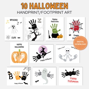 Halloween Handprint Art, Printable Baby Footprint Craft, Toddler ...