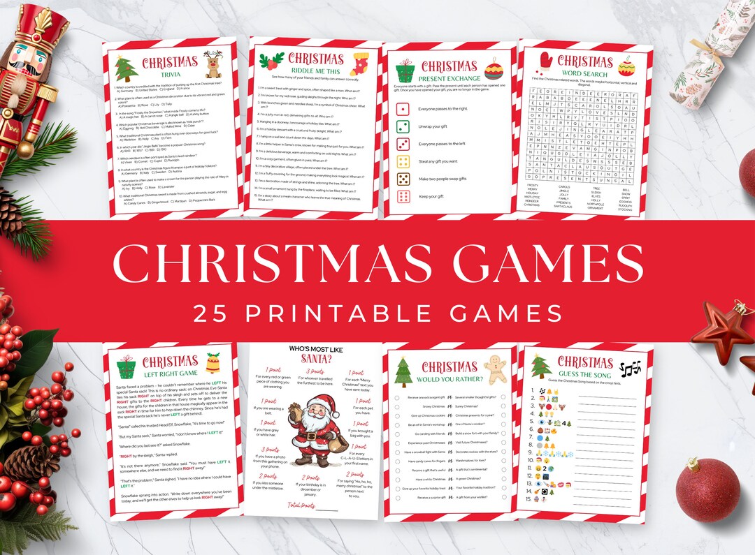 25 Christmas Games Bundle, Printable Holiday Icebreaker Activities for ...
