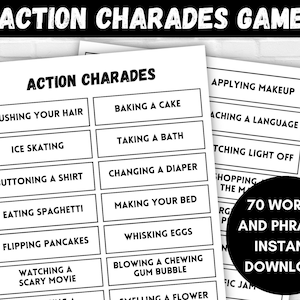 Printable Charades Game 70 Fun Words and Actions Charades - Etsy Australia