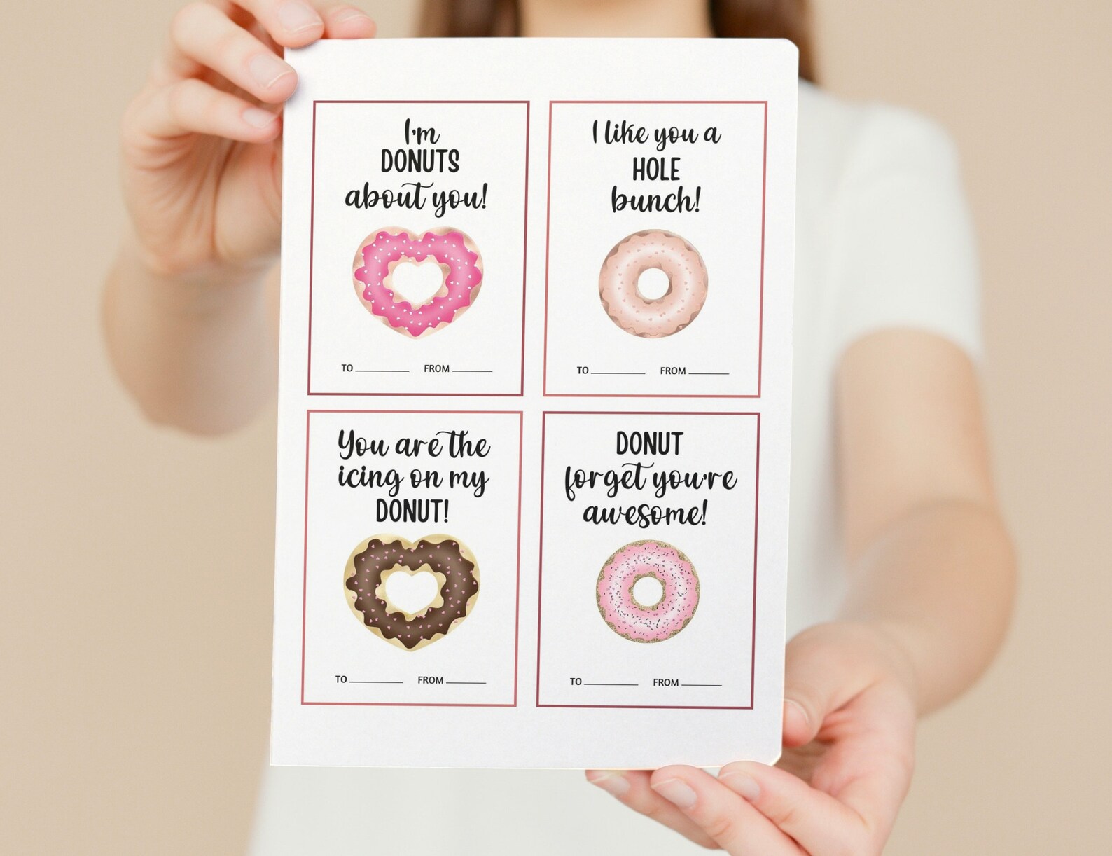 Donut Valentines Day Cards, Printable Kids Classroom Valentines ...